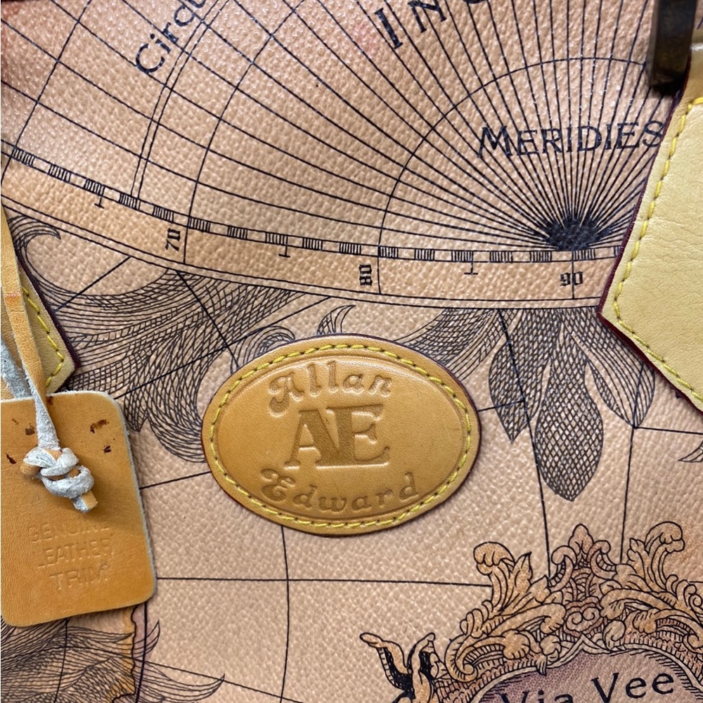 Vintage Allan Edward World Map Atlas Purse Leather Sp… - Gem